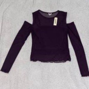 Garage | Tops | Garage Long Sleeve Mesh Cold Shoulder Crop Top | Poshmark